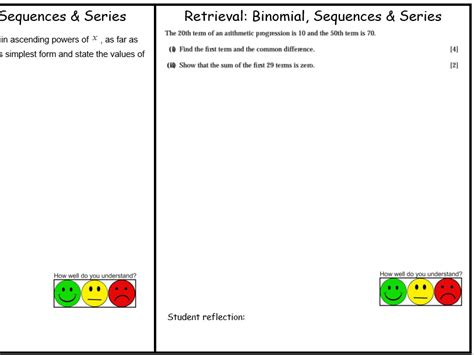 A Level Maths Binomial Expansion Sequences And Series Retrieval Sheet