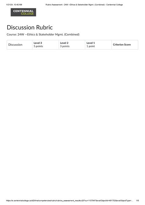 Rubric Assessment 24w Ethics And Stakeholder Mgmt Combined