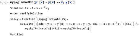 scoping problem using package to verify solution of ode with