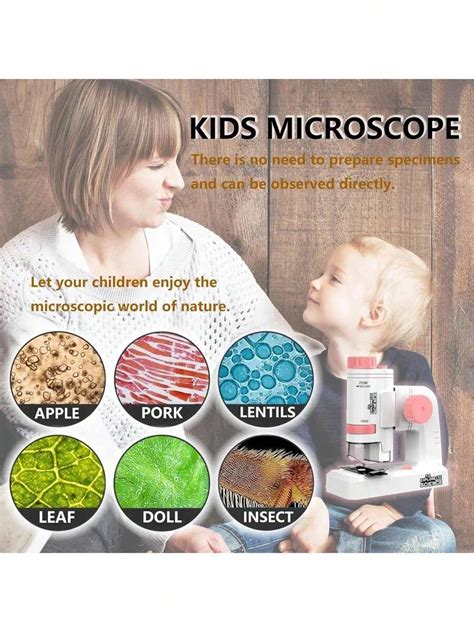 Microscópio Infantil Rosa Com Suporte Microscópio Educacional Mini Para Experimentos