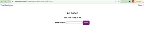 Github Hienm Code Quiz A Timed Multiple Choice Quiz That Stores