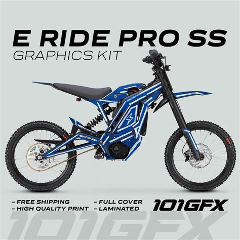 E Ride Pro Ss Graphics Kit Brush Blue White Decals Stickers Laminated