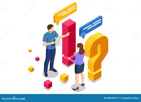 Isometric Question Marks Message Box With Question Chatbot Technology