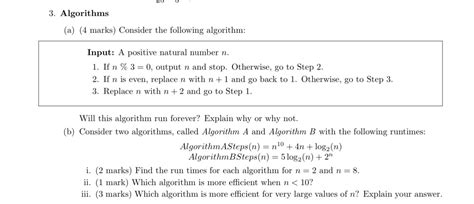 Solved Algorithms A Marks Consider The Following Chegg