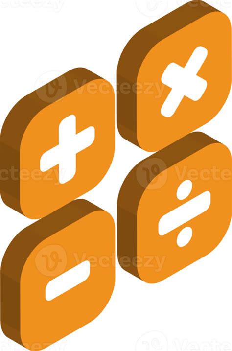 Plus Minus Multiply Divide Button Illustration In 3d Isometric Style 14374593 Png