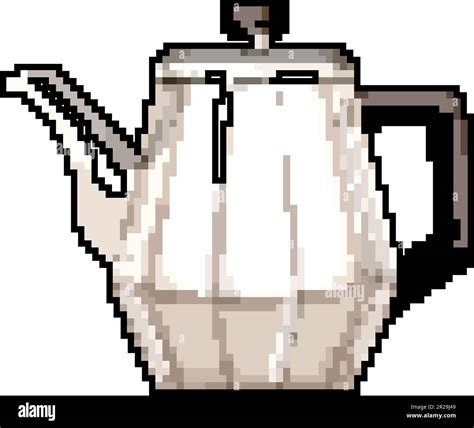 Cute Teapot Tea Kettle Game Pixel Art Vector Illustration Stock Vector