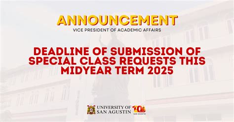 Deadline Of Submission Of Special Class Requests This Midyear Term 2025