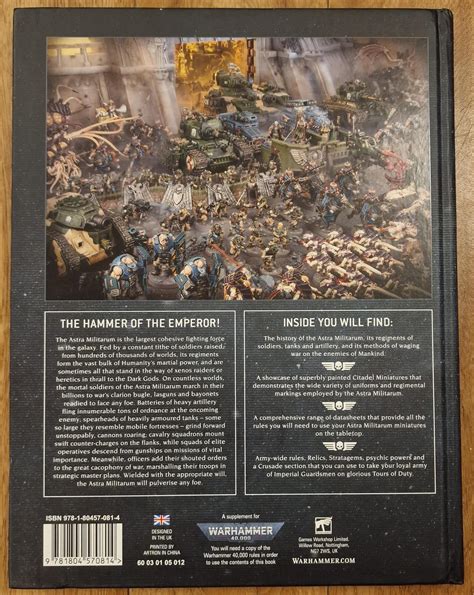Warhammer 40000 Codex Supplement Astra Militarum 9th Edition Hardback