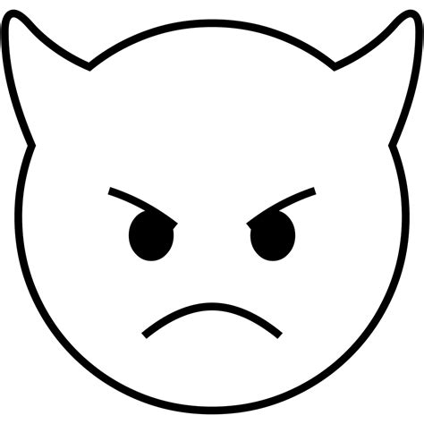 Coloriage Émoji Visage En Colère Avec Des Cornes à Imprimer Gratuit