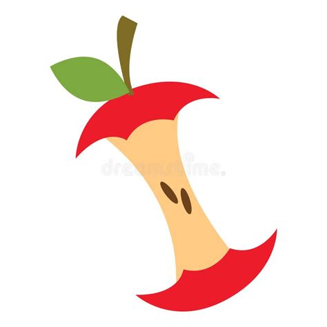 Apple Core With Leaf Vector Stock Illustration Illustration Of