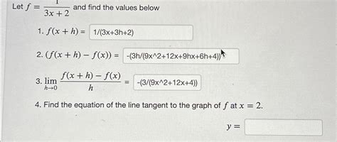 solved let f 13x 2 ﻿and find the values belowfind the