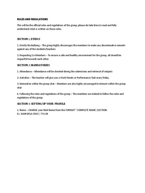Group Chat Rules And Regulations Pdf