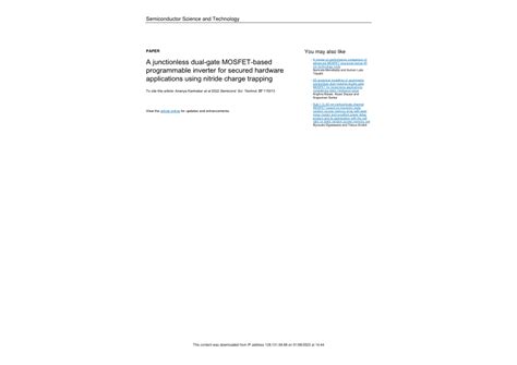 Pdf Semiconductor Science And Technology