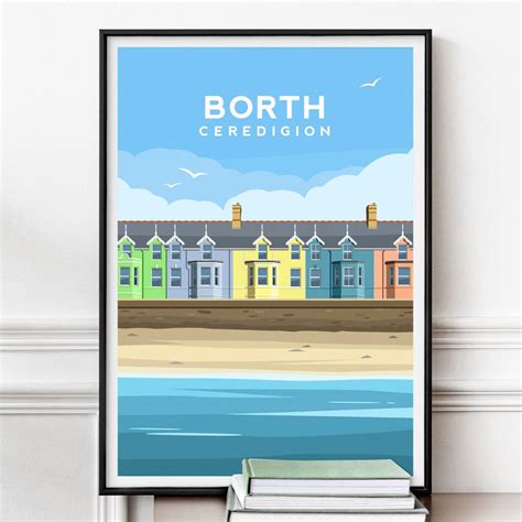 Morfa Borth Print Ceredigion Wales Travel Wall Art Typelab