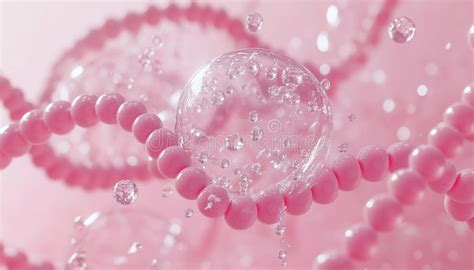 3d Rendering Of Molecule Inside Liquid Bubble On Dna Water Splash With Cosmetic Essence Liquid