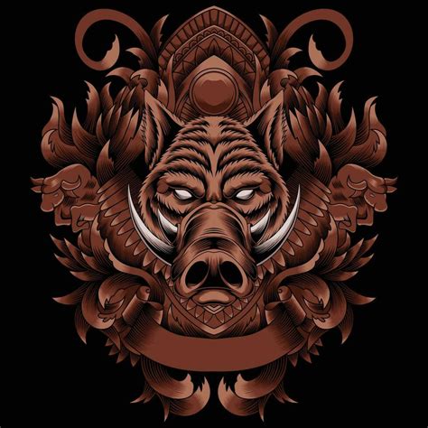 Wild Hog Vector Illustration 27477700 Vector Art At Vecteezy