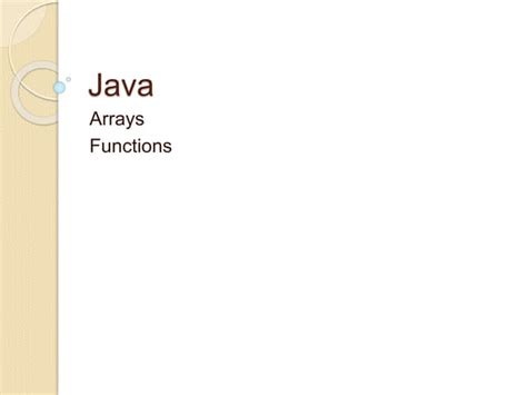 Java Arrays Pptx Programming Languages Computing