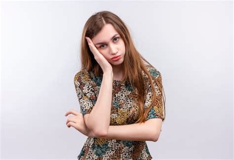Free Photo Young Girl With Long Hair Wearing Colorful Dress Looking
