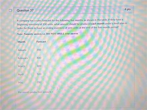 Solved Question 374 ﻿ptsa Company Has A Sales Forecast For