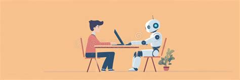 Collaboration Between A Human And A Robot At A Desk Working On A Project In A Modern Workspace