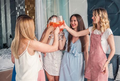 Premium Photo Girls Party Beautiful Women Friends Having Fun At