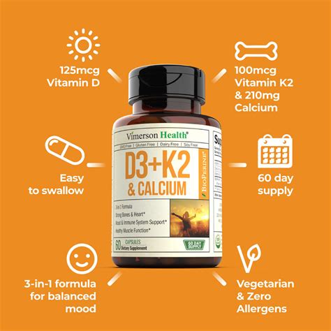 Best Vitamin D3 K2 And Calcium Supplement For Bones And Muscle Health