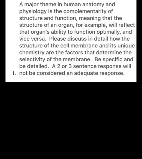 Solved A Major Theme In Human Anatomy And Physiology Is The