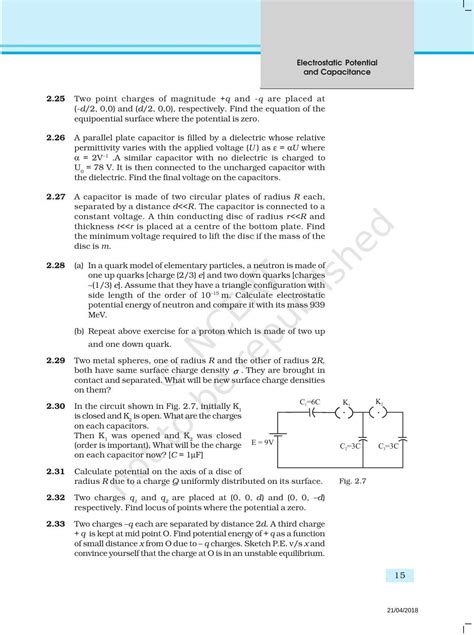 Ncert Exemplar Book For Class 12 Physics Chapter 2 Electrostatic Potential And Capacitance