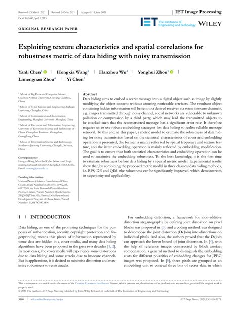 Pdf Exploiting Texture Characteristics And Spatial Correlations For Robustness Metric Of Data