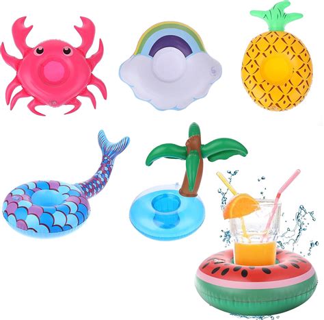 6packs Inflatable Drink Holders Floats Drinking Cup Holders Drink Beer