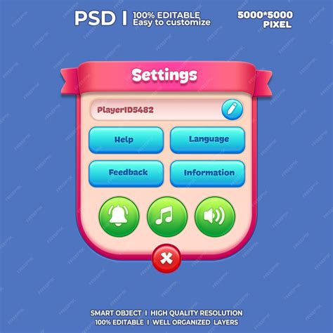 Premium Psd Setting Screen Ui 2d Game Ui User Interface Casual Game Ui Ui Kit Ui Art Cartoon