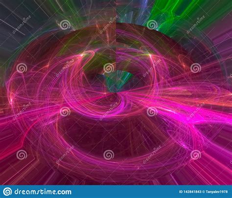 Abstract Digital Fractal Curve Imagination Card Vibrant Fantasy Template Design Render Motion