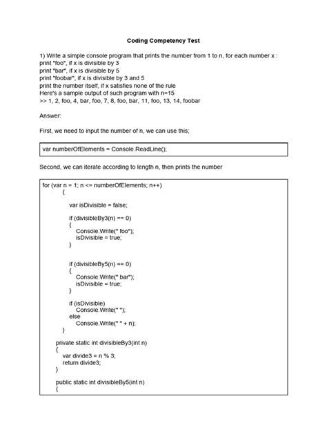 Coding Competency Test Pdf