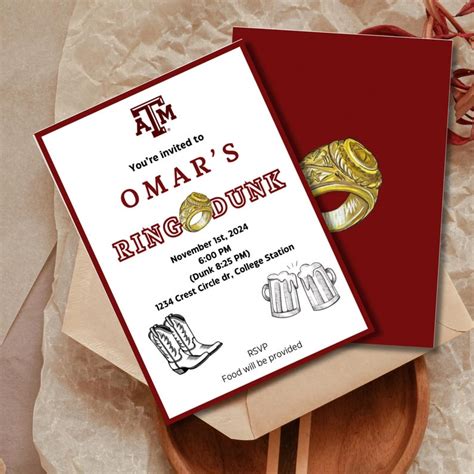 Ring Dunk Invitation Template Personalized Texas Aandm Celebration