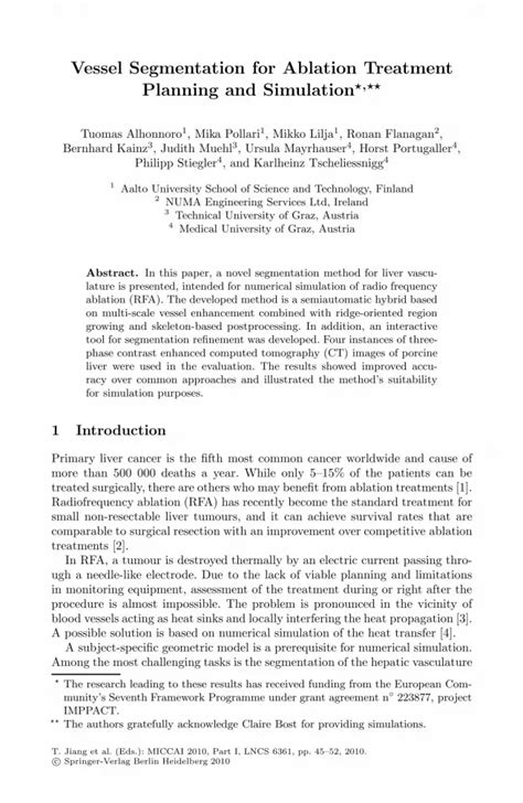 Pdf Vessel Segmentation For Ablation Treatment Planning And