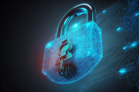Premium Photo Abstract Holographic Neon Padlock Cyber Security Symbol