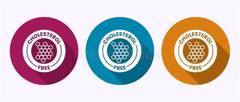 Cholesterol Free Icon Cholesterol Free Logo Badge Label In Shadow Button Design Stock