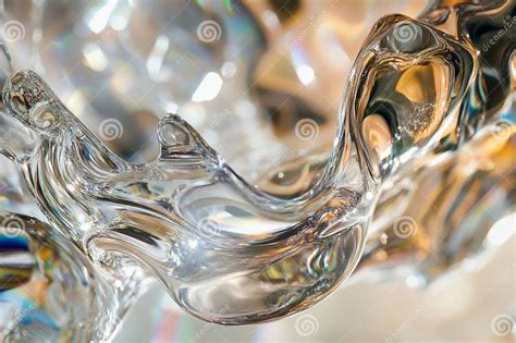 Abstract Liquid Glass Texture Dynamic Clear Flows With Subtle Rainbow Light Refractions