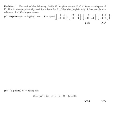Solved Problem For Each Of The Following Decide If The Chegg