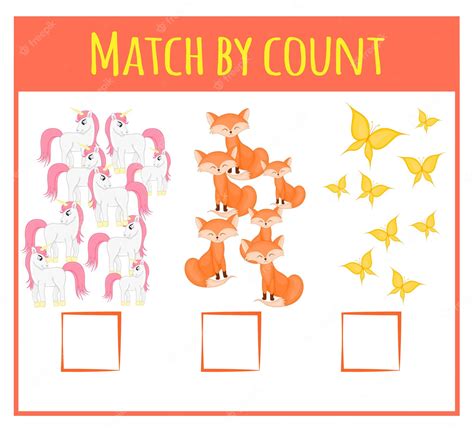 다른 과목 만화 벡터 일러스트와 함께 취학 전 어린이를위한 숫자 자료 교육 게임을 배우는 아이 프리미엄 벡터