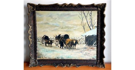 Carute Cu Coviltir Tablou Pictura Originala In Ulei Pe Placaj Arta Populara Arhiva Okaziiro