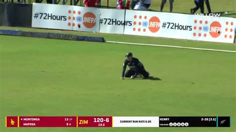19 6 Mj Henry To Tony Munyonga Wicket Caught Zim Vs Nz 3rd Match Match Highlights Willow Tv