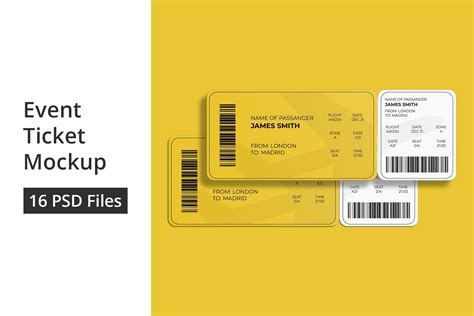 Boarding Pass Or Event Ticket Mockup By Graphic Aesthetic On