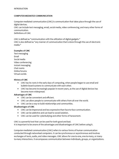 Computer Mediated Communication Intro Pdf Computer Mediated Communication Cyberspace