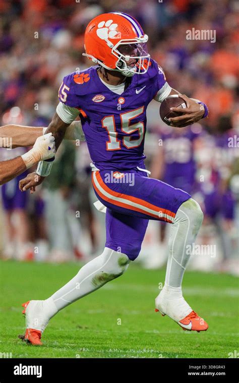 Clemson Quarterback Chris Denson 15 Runs With The Ball During An Ncaa College Football Game