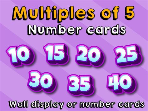 multiples of 5 numbers for display or flash cards teaching resources