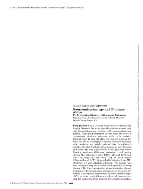 Pdf Odp304 Cyclic Cushing Disease A Diagnostic Challenge