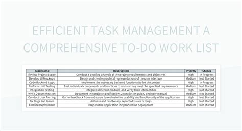 efficient task management a sample to do list for work excel template