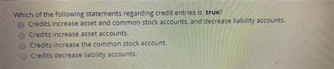 Solved Which Of The Following Statements Regarding Credit