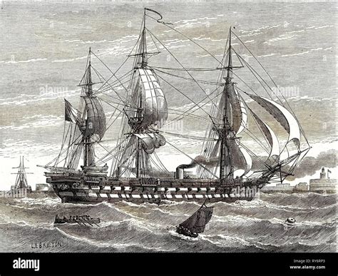 The Napoleon French Steam Propelled Warship Launched In 1849 Stock